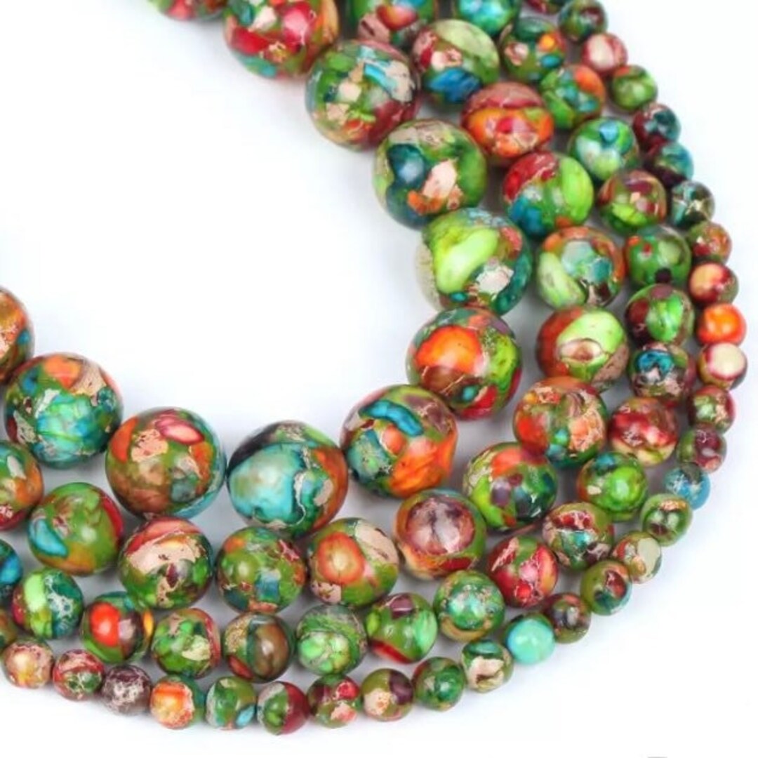 Sea Sediment Jasper Beads - Colorful Natural Stone Beads - 4/6/8/10mm ...