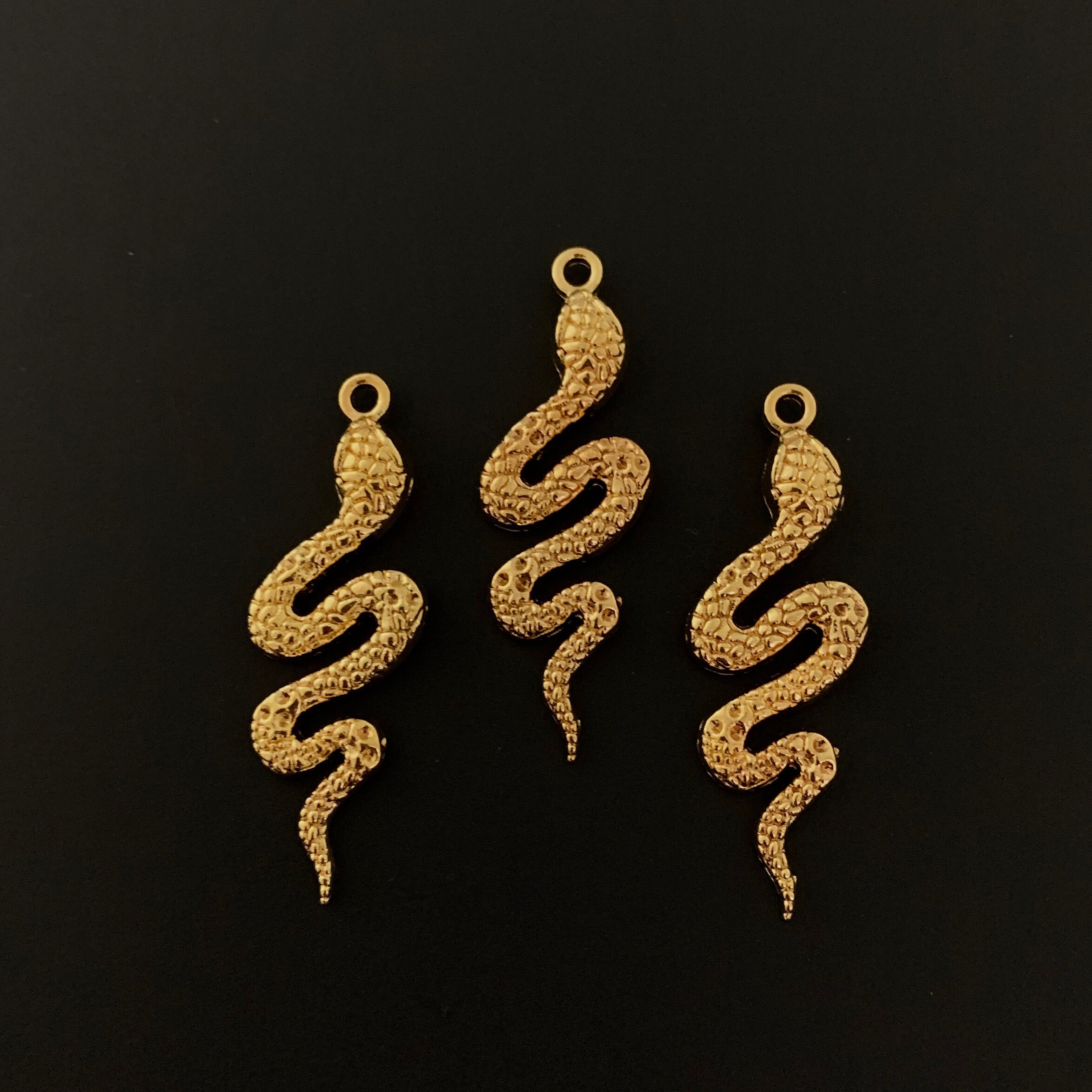 Snake Charms 3D - Gold Snake Pendant - Gold Tone Snake Charms - Etsy