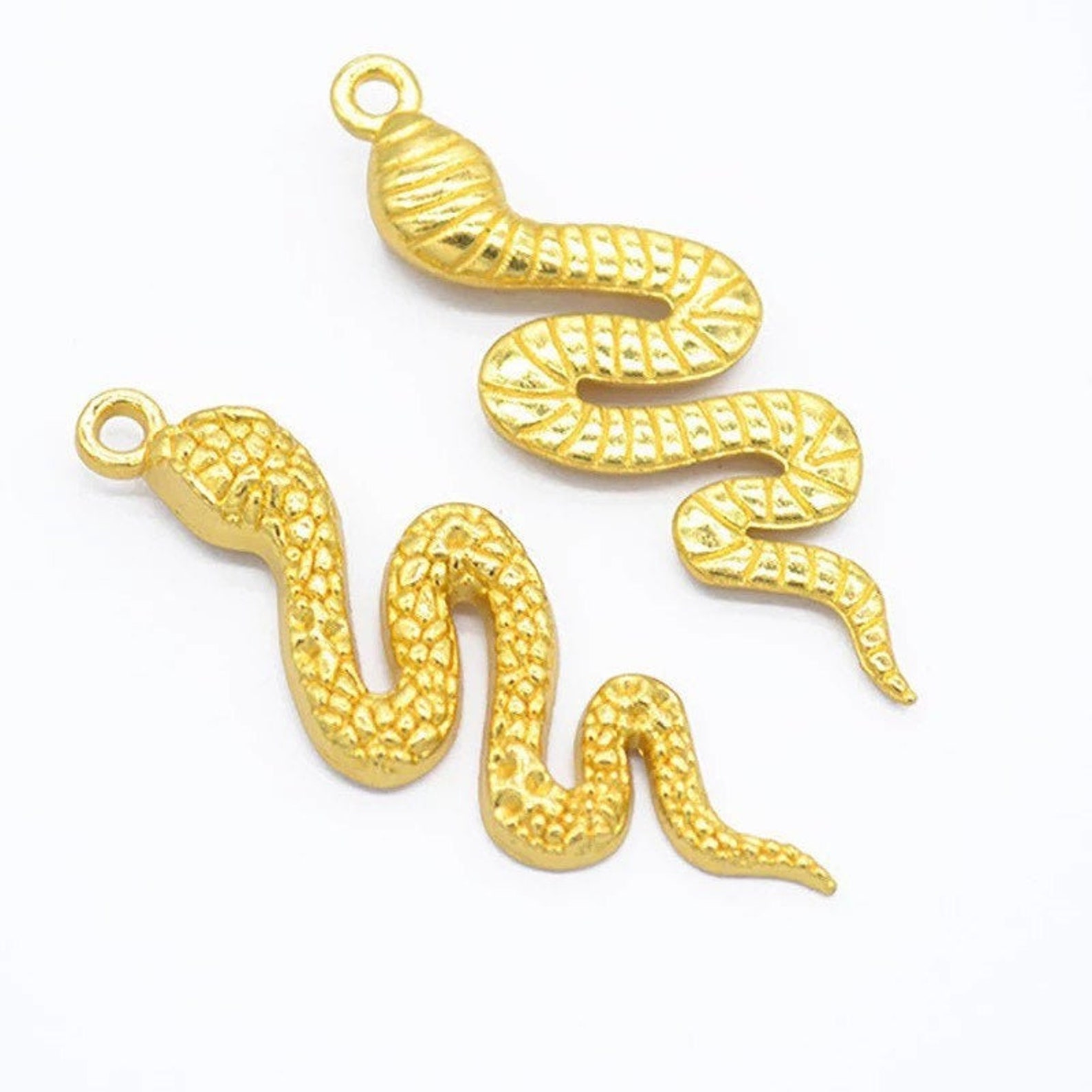 Snake Charms 3D - Gold Snake Pendant - Gold Tone Snake Charms - Etsy
