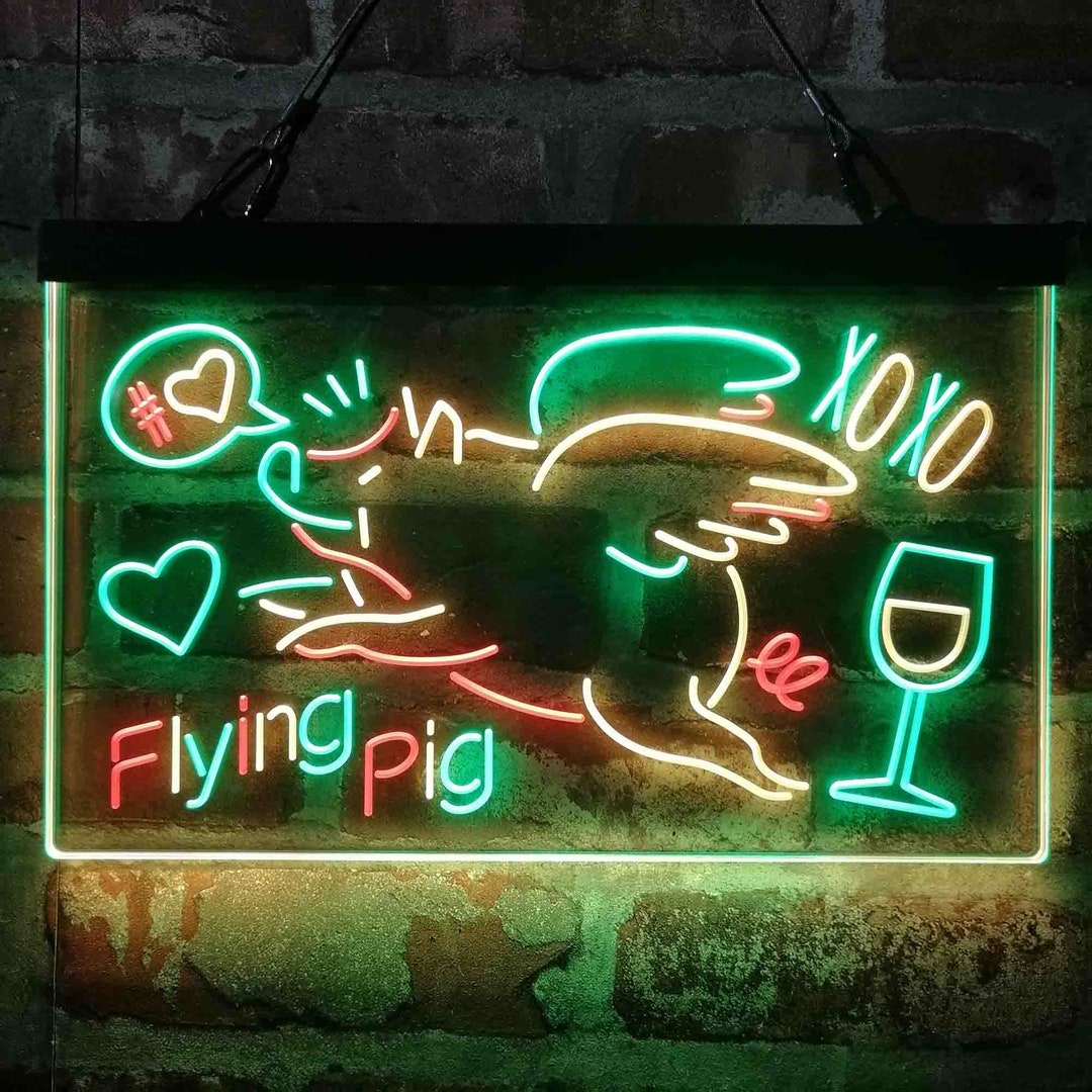 BBQ Flying Pig Decoration Tri-color Led Neon Sign St9-i3110 - Etsy