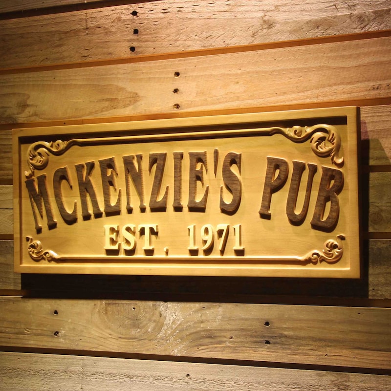 Engraved Wood Pub Sign - Etsy