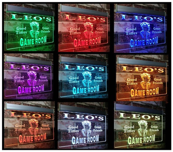 Leo's Bar Game Room Custom Personalized Name Neon Sign | Etsy