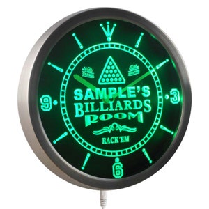 Billiards Room Personalized Your Name Bar Beer Sign Neon LED Wall Clock ...