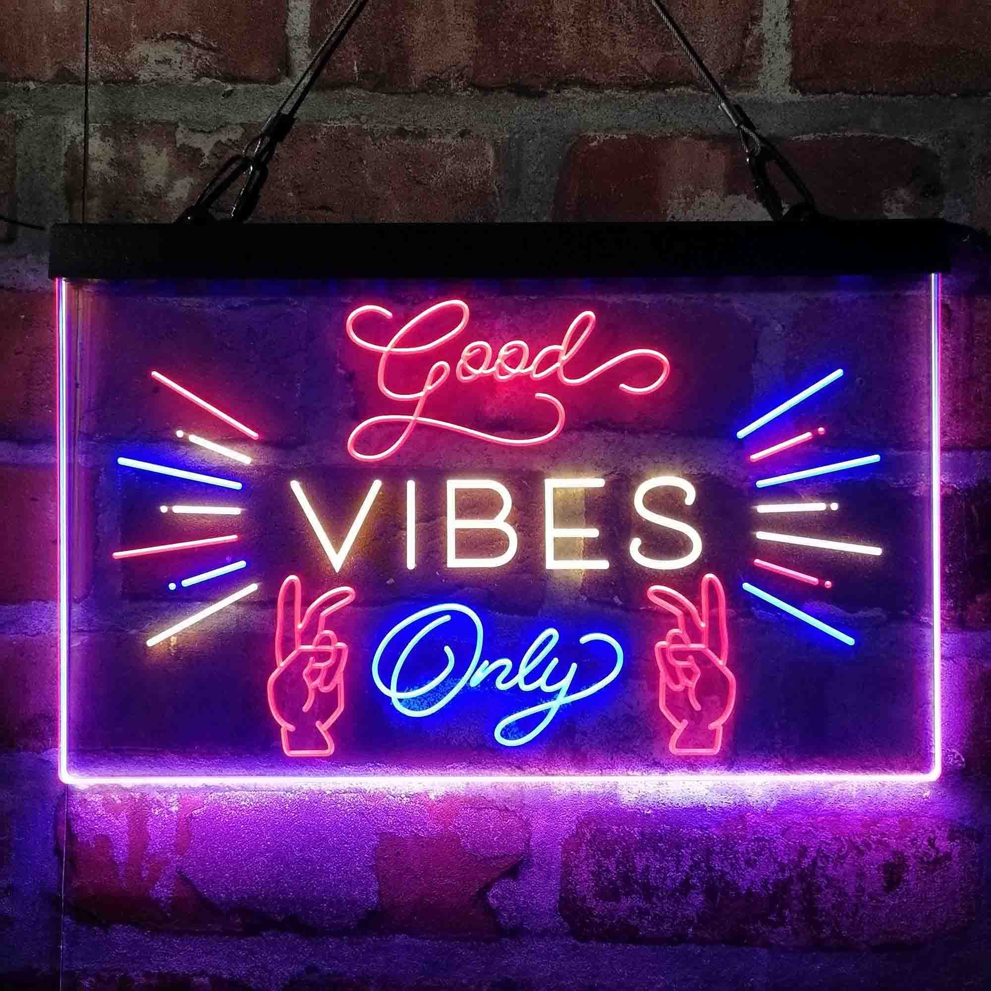 Good Vibes Only Victory Hand Tri-color Led Neon Sign St9-i3076 - Etsy