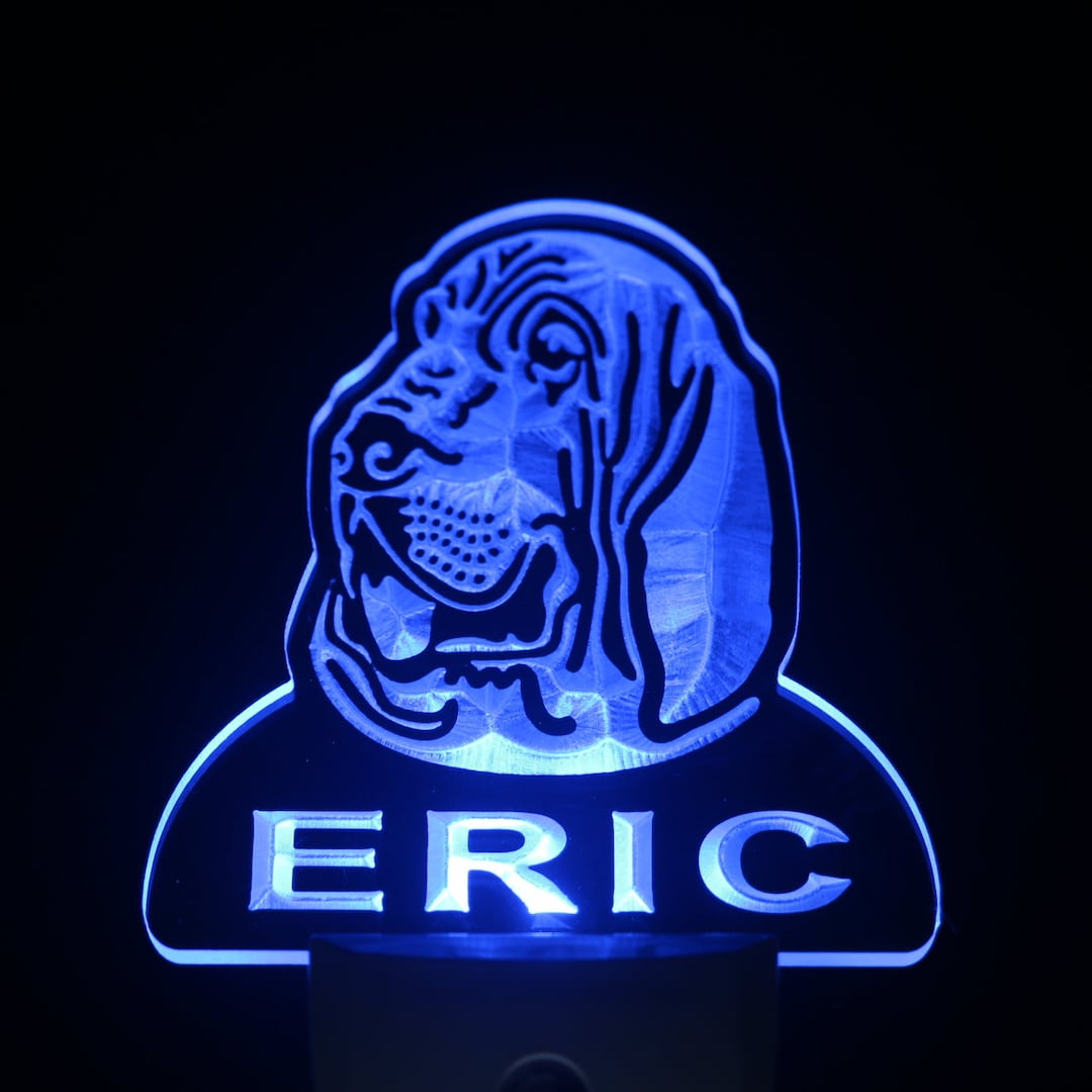 Bloodhound Dog Personalized Night Light Name Day/ Night Sensor LED Sign ...