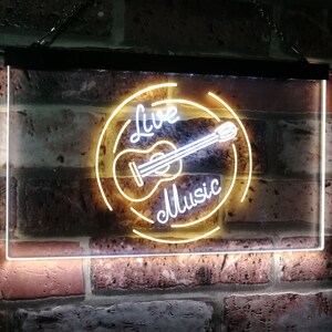 Live Music Guitar Band Room Studio Dual Color LED Neon Sign St6-i2546 ...