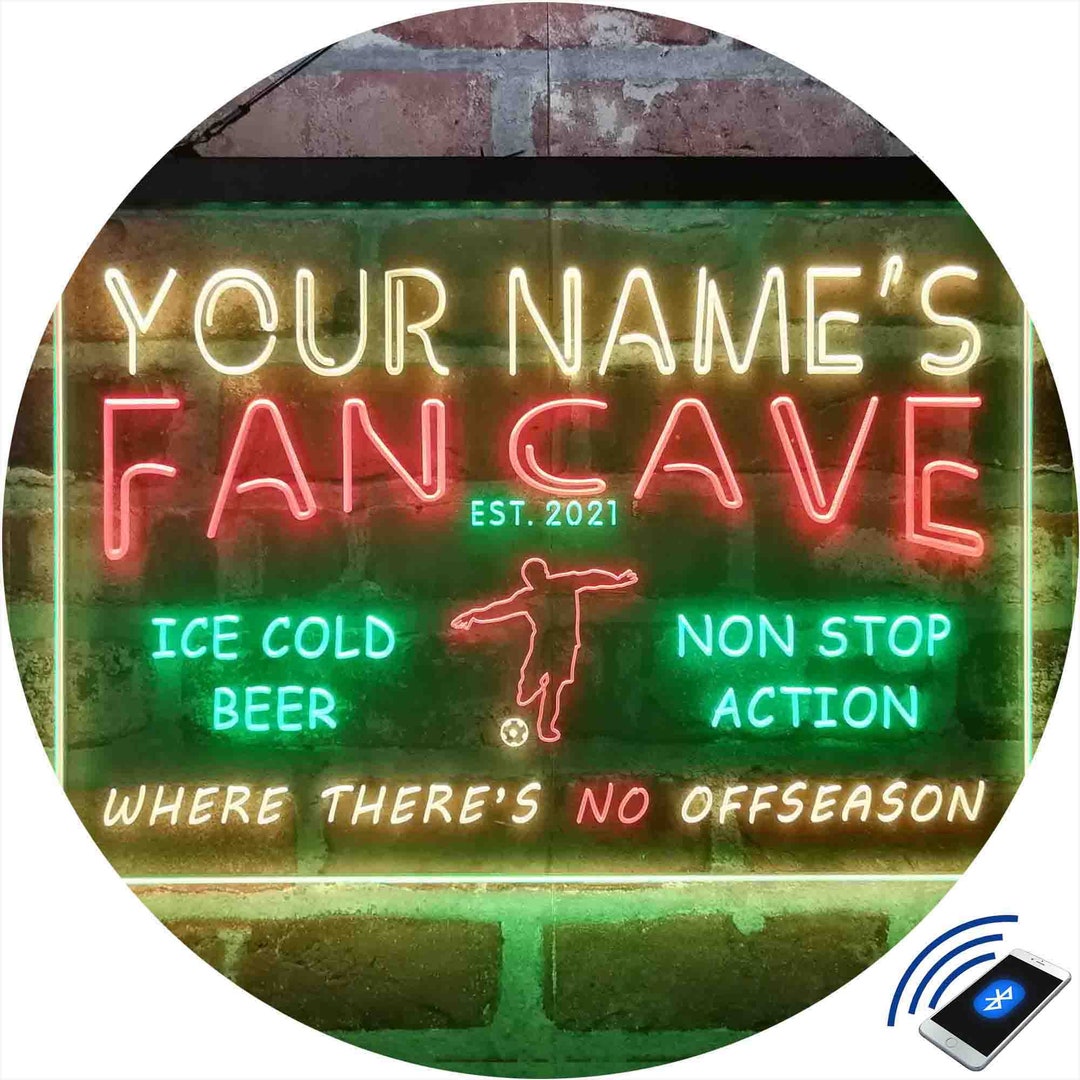 Personalized Soccer Fan Cave Home Bar Tri-color LED Neon Light Sign ...