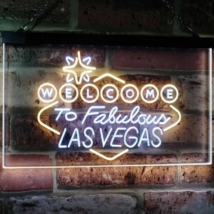Welcome to Las Vegas Casino Beer Bar Display Dual Color LED Neon Sign ...