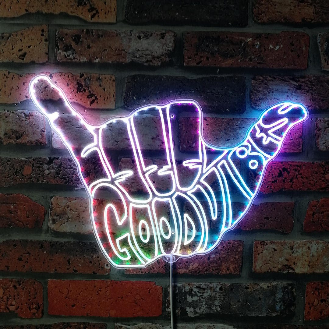 Good Vibes Only Hand Party Decoration RGB Dynamic Glam LED Sign - Cut ...