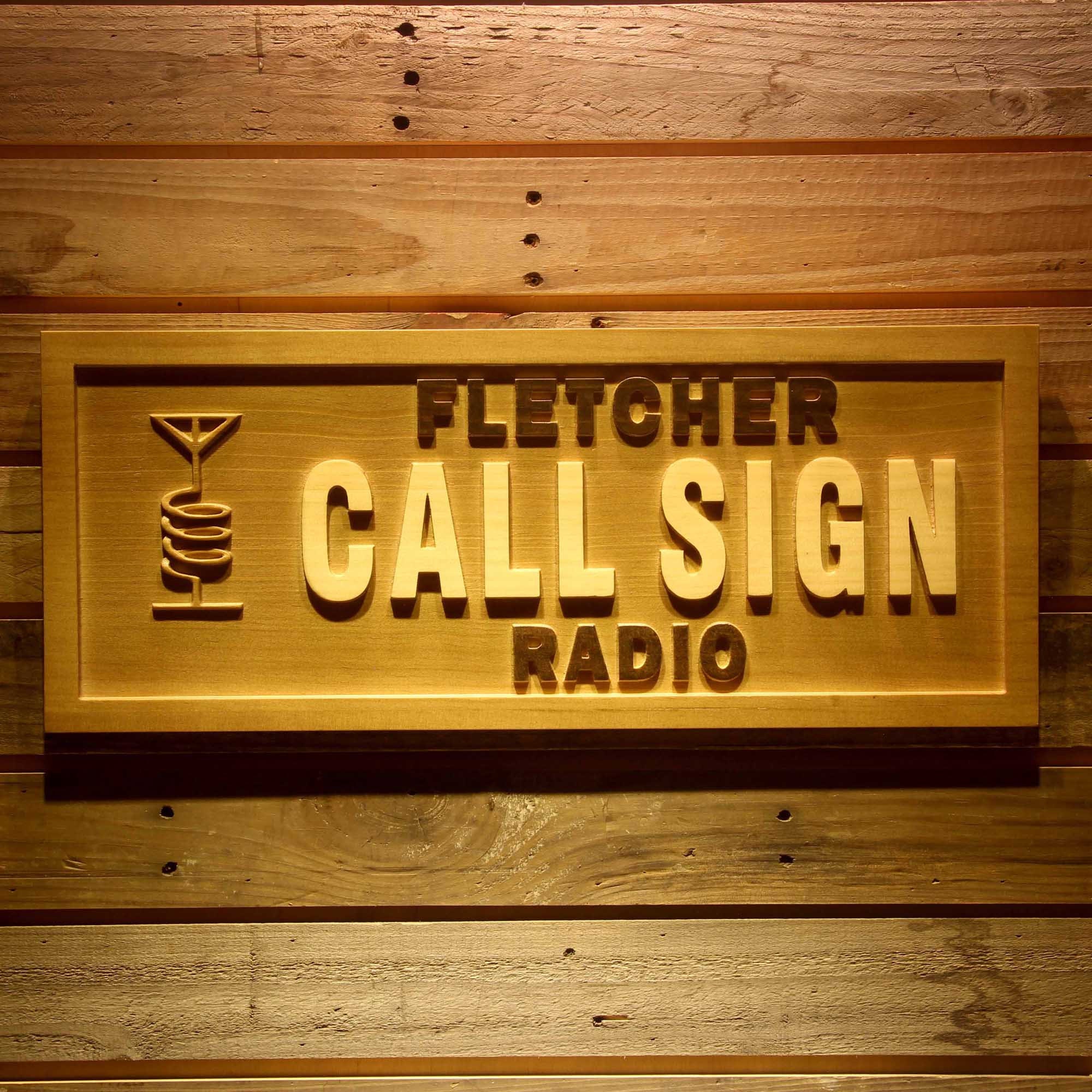Wpa0147 Personalized Your Call Sign Fletcher Radio on Air Wood | Etsy