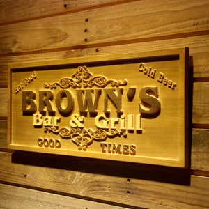 Wpa0071 Name Personalized Bar & Grill Good Times Beer Wine Home Bar ...