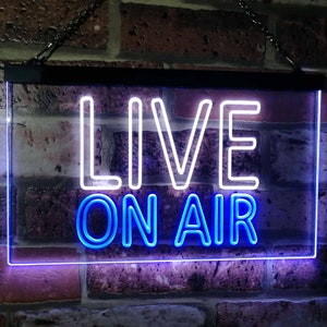 On Air Live Recording Studio Video Room Dual Color LED Neon Sign St6 ...