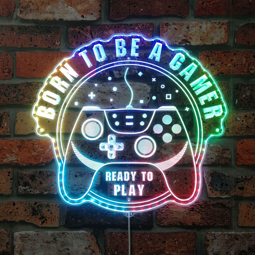 Born to Be a Gamer Neon Sign - LED Game Controller Wall Decor, Game ...