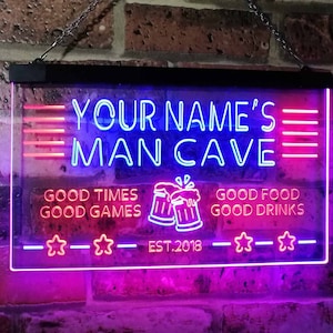 Personalized Your Name Custom Man Cave Bar Beer Established Year Dual ...