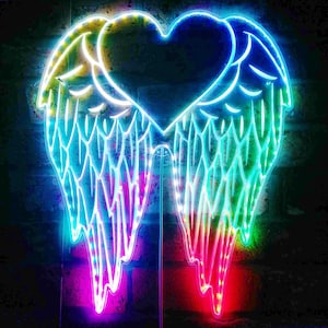 Angel Wing Woman Girl Room RGB Dynamic Glam LED Sign - Cut-to-edge ...
