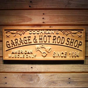 Wpa0408 Garage & HOT ROD SHOP Name Personalized With Est. Year Wood ...