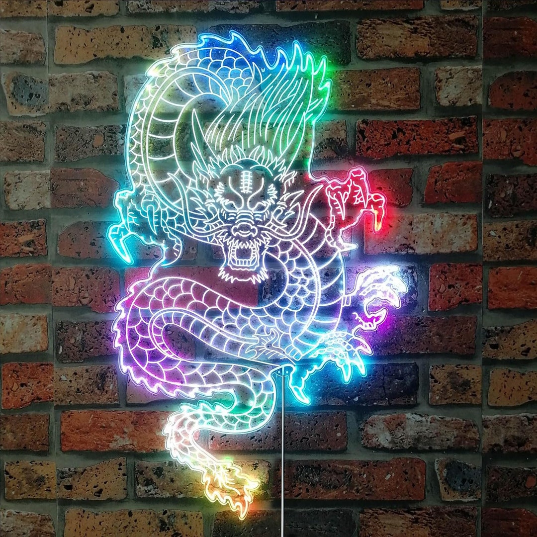 Dragon Flying in the Sky RGB Dynamic Glam LED Sign Cut-to-edge Shape ...