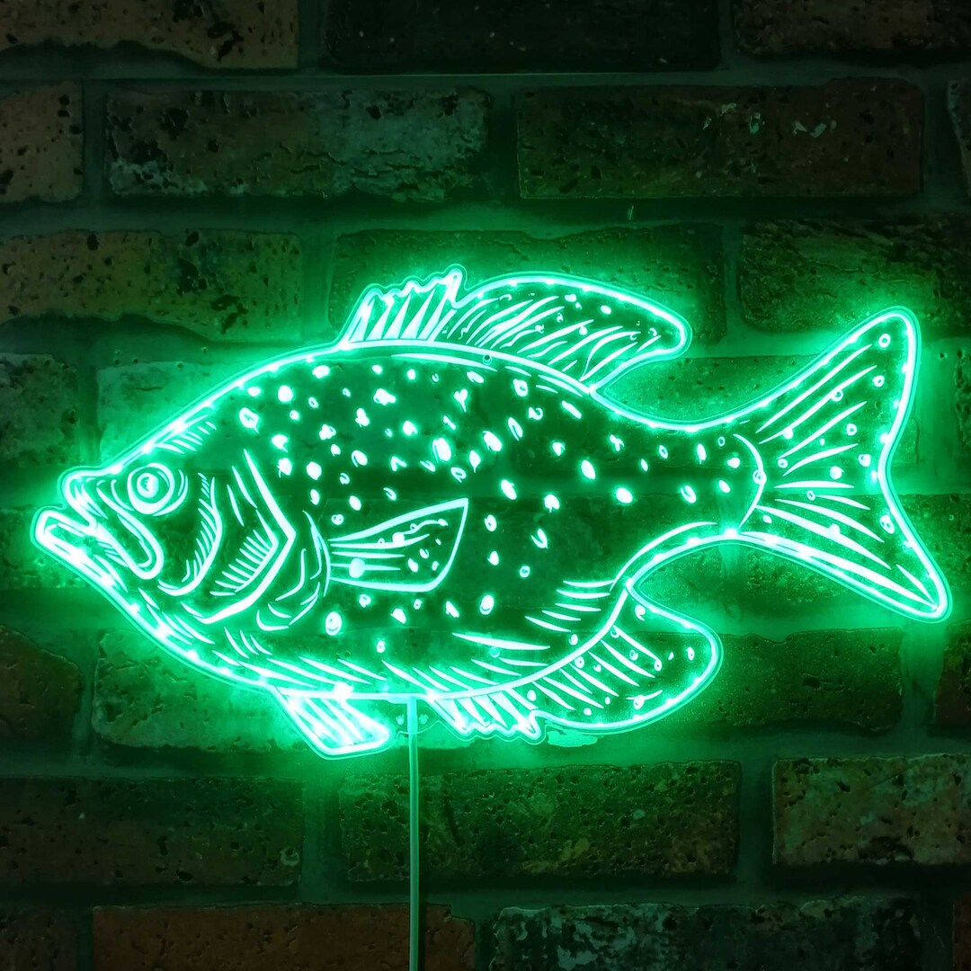 Crappie Fish Fly Fishing RGB Dynamic Glam LED Sign - Cut-to-edge Shape ...