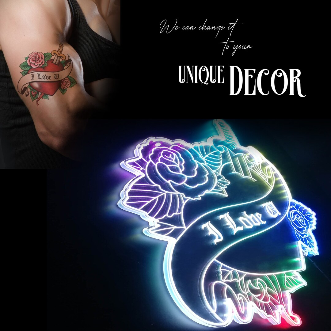 Fully Custom Tattoo RGB Dynamic Glam LED Sign - Cut-to-edge Shape ...