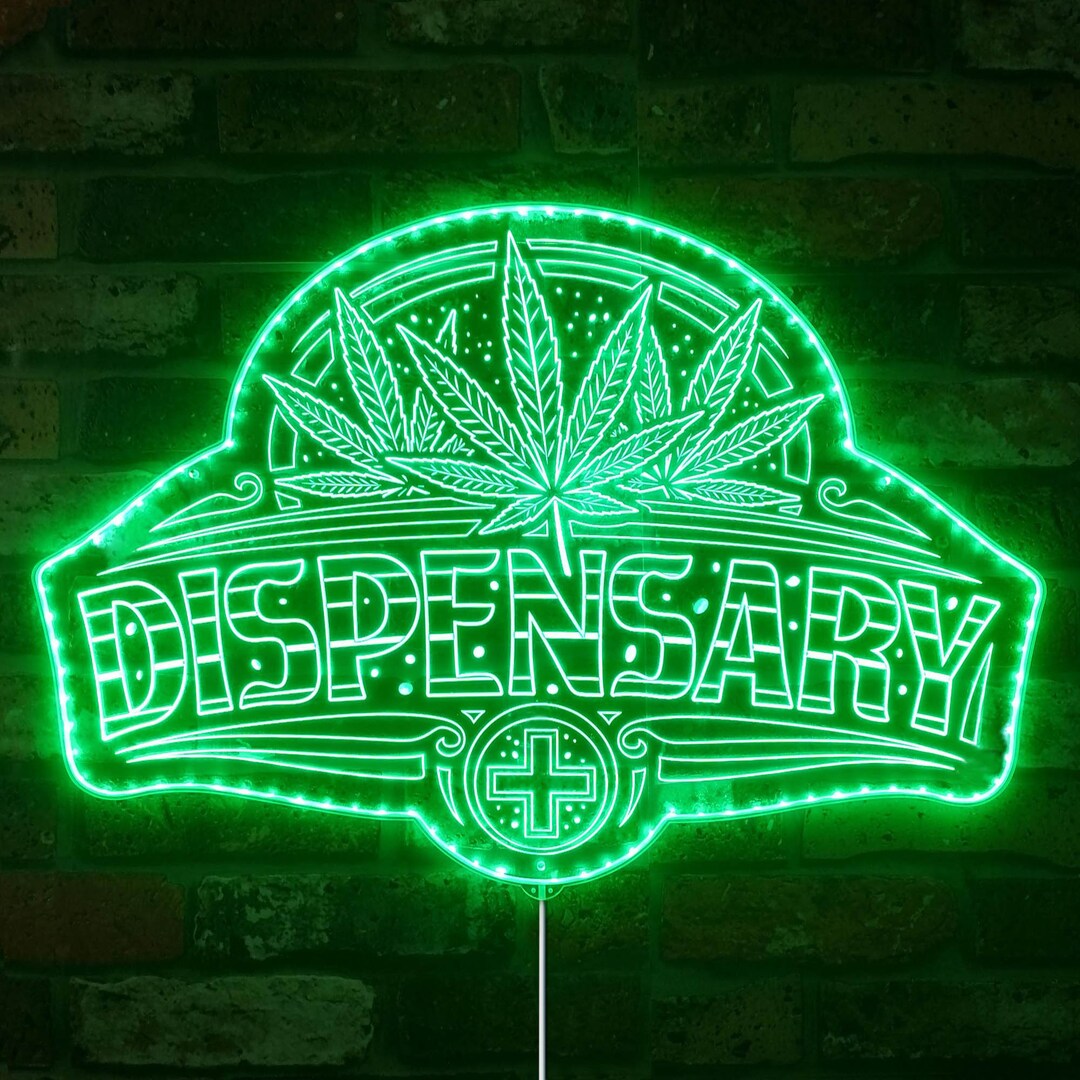 Open Medical Marijuana Dispensary Shop RGB Dynamic Glam LED Sign - Cut ...