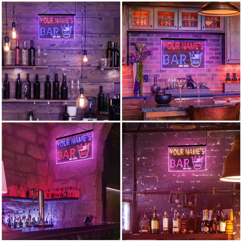 Personalized Beer Bucket Home Bar Tri-color LED Neon Light - Etsy