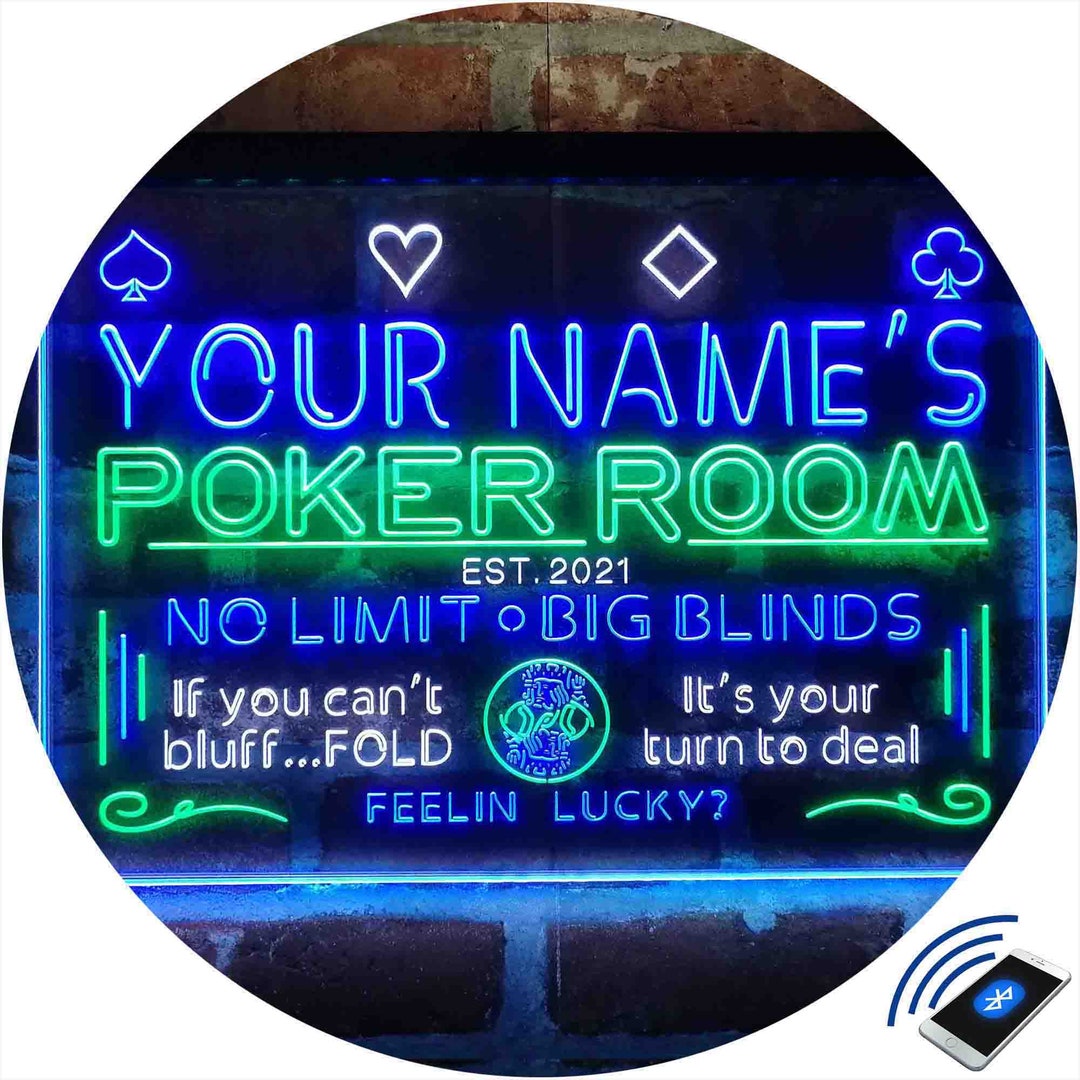 Personalized Poker Room Casino Home Bar Tri-color LED Neon Light Sign ...