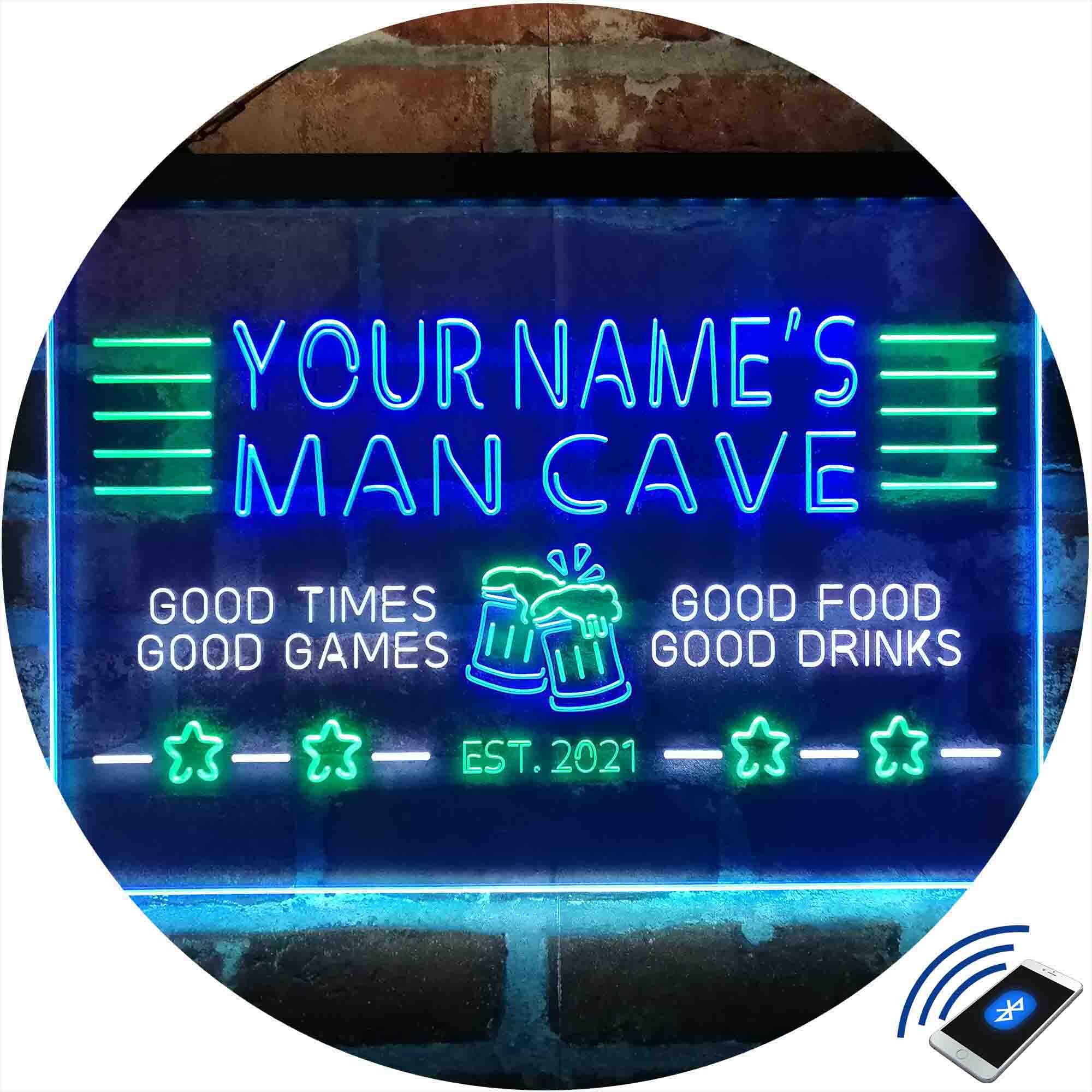 Personalized Man Cave Beer Home Bar Tri-Color LED Neon Light | Etsy