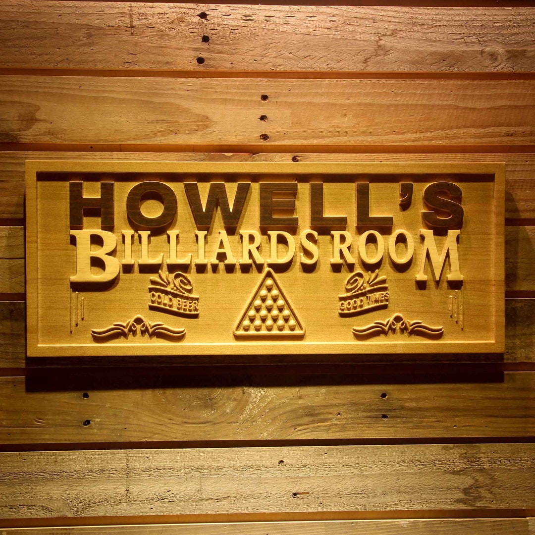 Wpa0132 Name Personalized Billiards Pool Snooker Room Wood Engraved ...