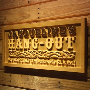 Wpa0198 Name Personalized HANG OUT Girl Room Decoration Wood Engraved ...