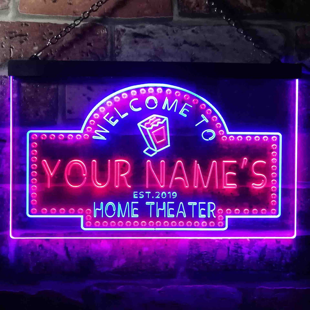 Personalized Your Name Est Year Theme Home Theater Cinema Dual Color ...