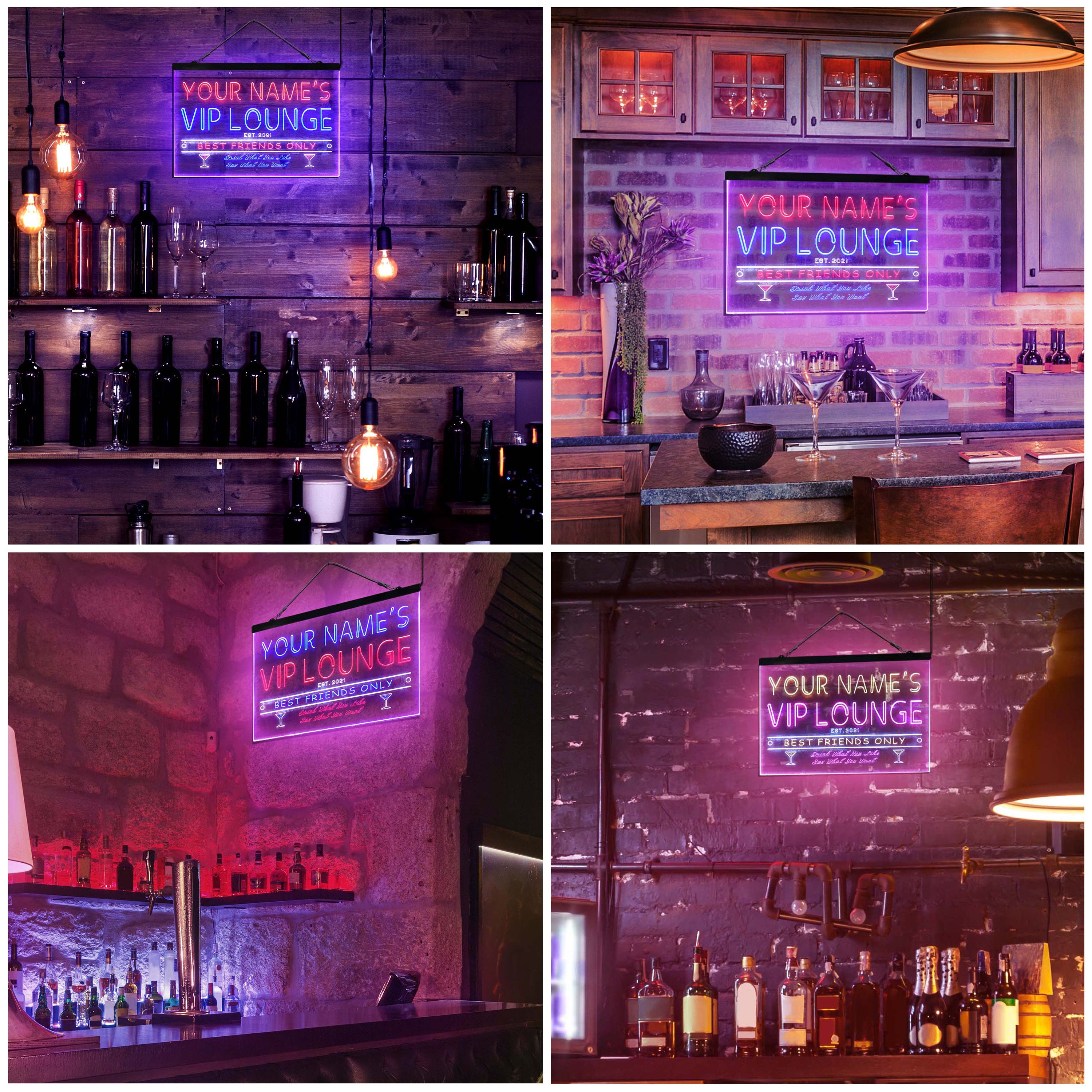 Personalized VIP Lounge Bar Club Pub Home Bar Tri-color LED | Etsy