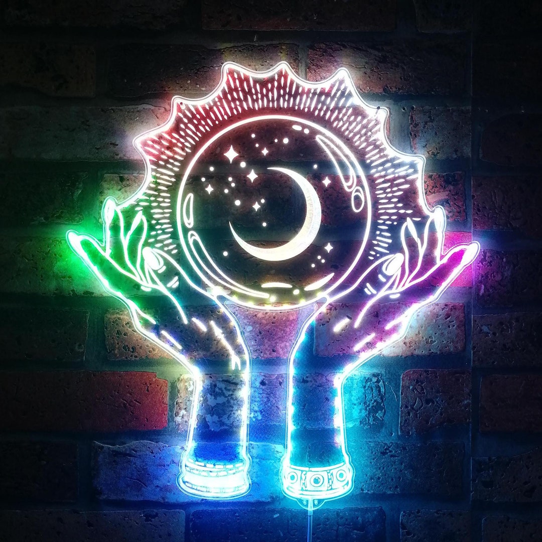 Crystal Ball Psychic Healing Hand RGB Dynamic Glam LED Sign - Cut-to ...