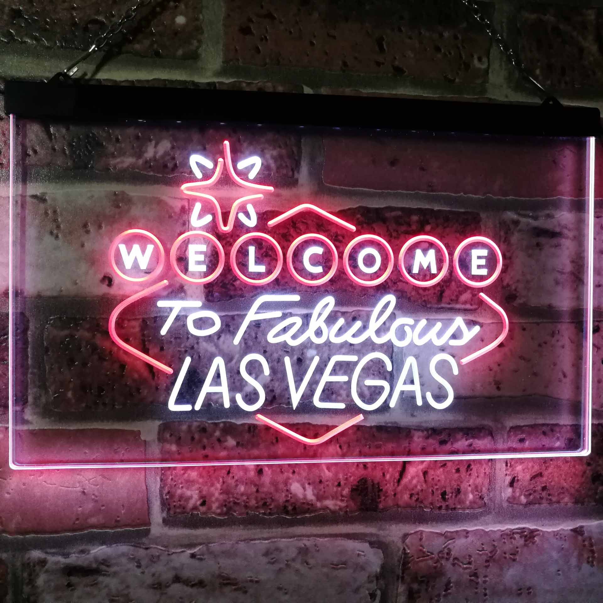 Welcome to Las Vegas Casino Beer Bar Display Dual Color LED Neon Sign ...
