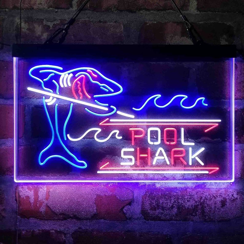 Pool Shark Snooker Billiards Room Tri-color Led Neon Sign - Etsy