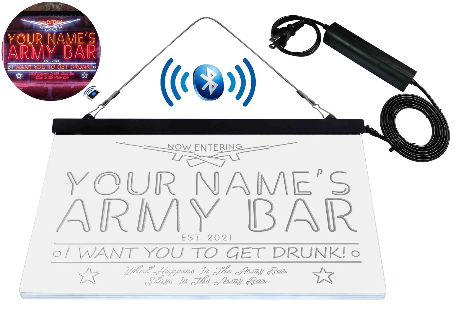 Personalized Army Bar Home Bar Tri-color LED Neon Light Sign - Etsy