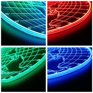 Globe World Map Atlas RGB Dynamic Glam LED Sign - Cut-to-edge Shape ...