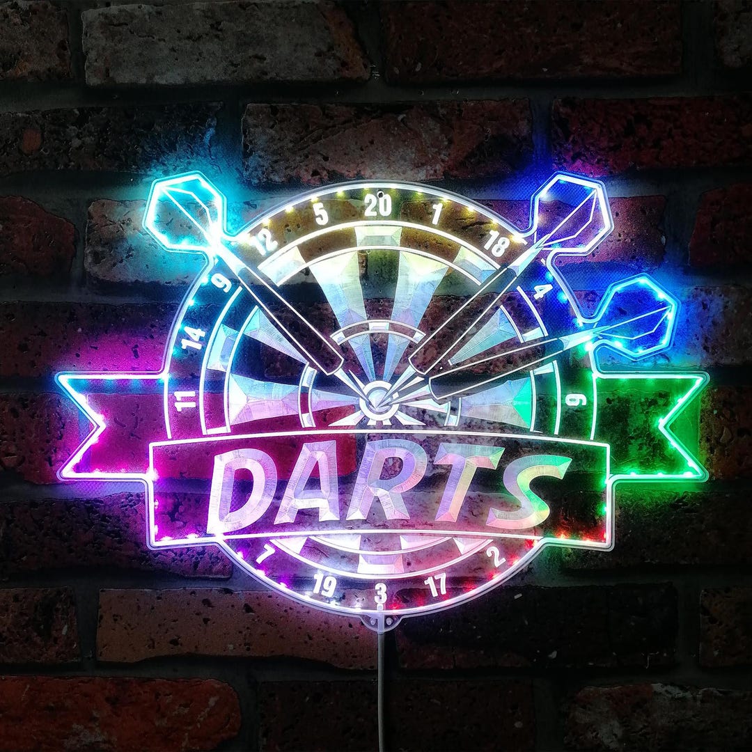 Darts Bar Cafe Pub Game Room RGB Dynamic Glam LED Sign - Cut-to-edge ...
