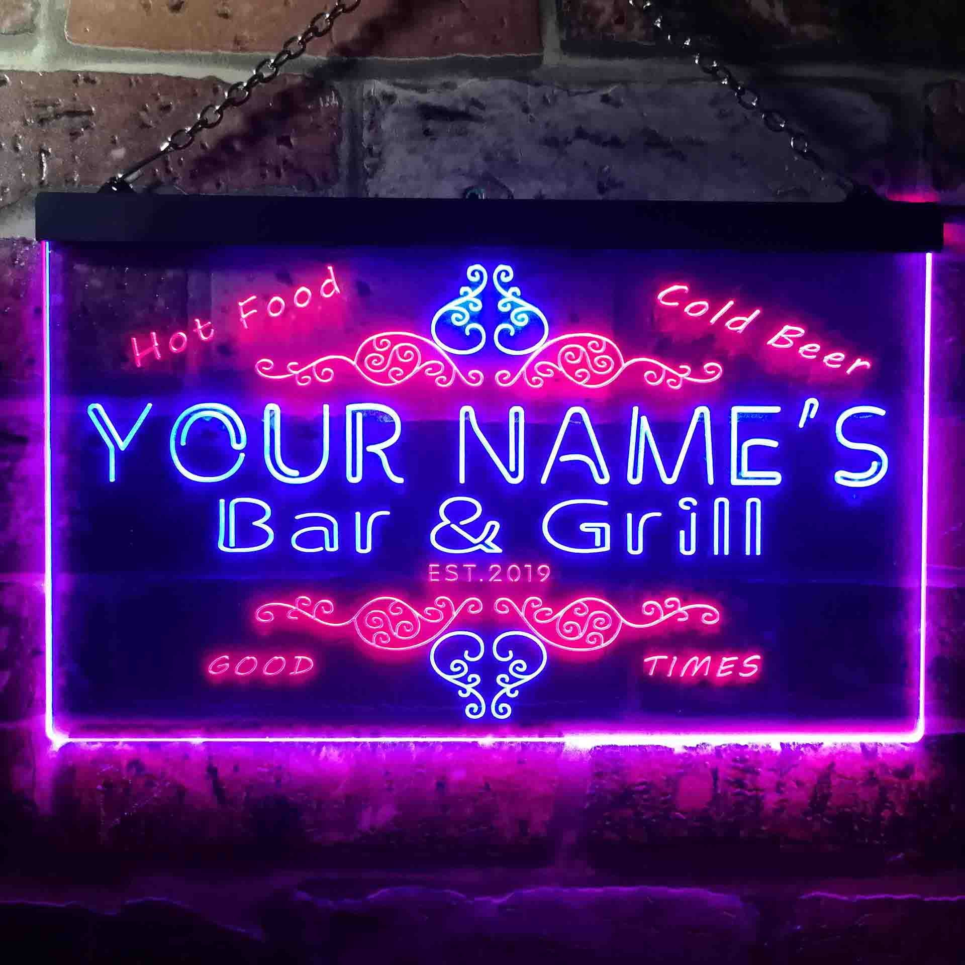 Personalized Your Name Est Year Theme Bar & Grill Beer Wine Club Dual ...