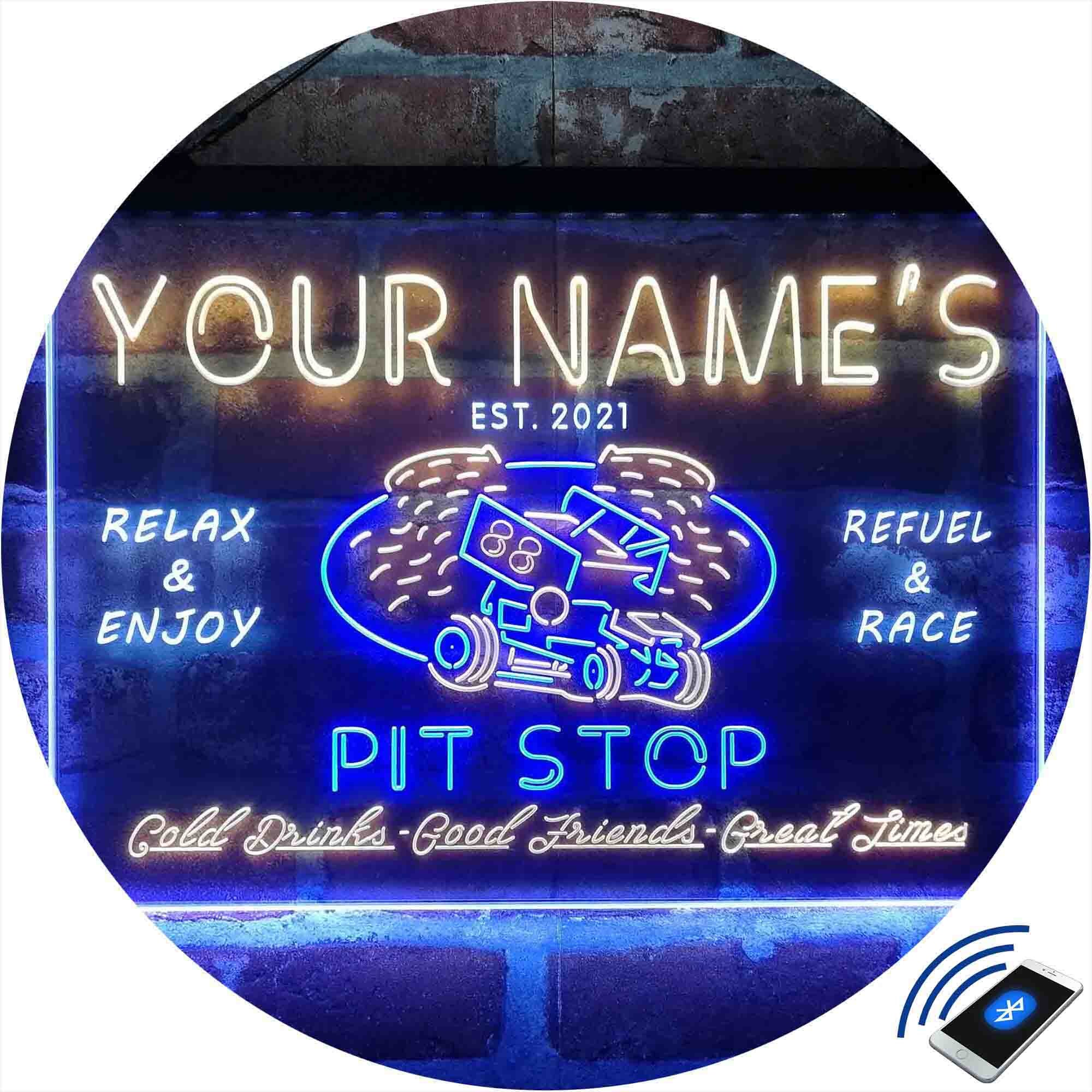 Personalized Pit Stop Game Room Garage Home Bar Tri-Color LED | Etsy