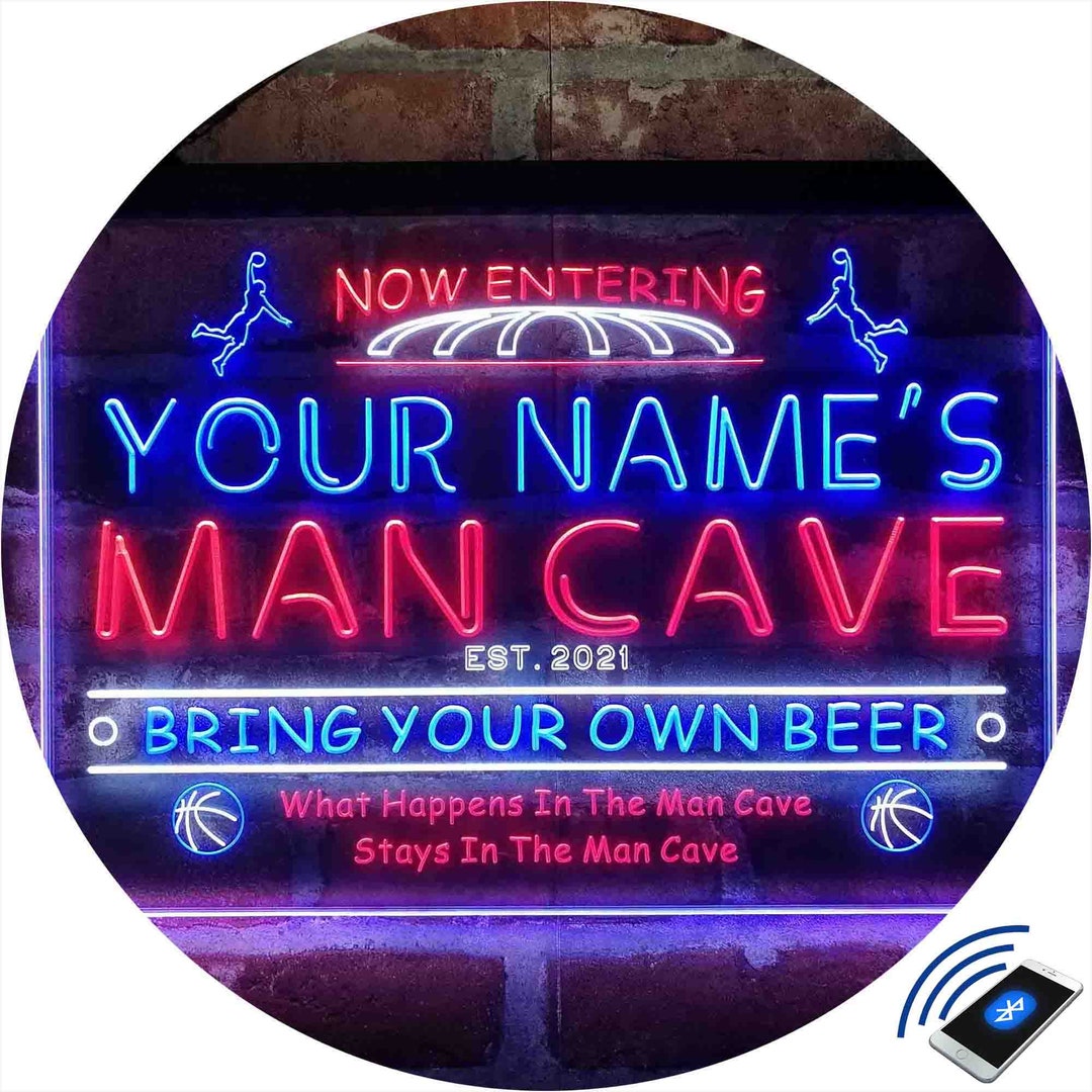 Personalized Basketball Man Cave Sport Bar Home Bar Tri-color LED Neon ...