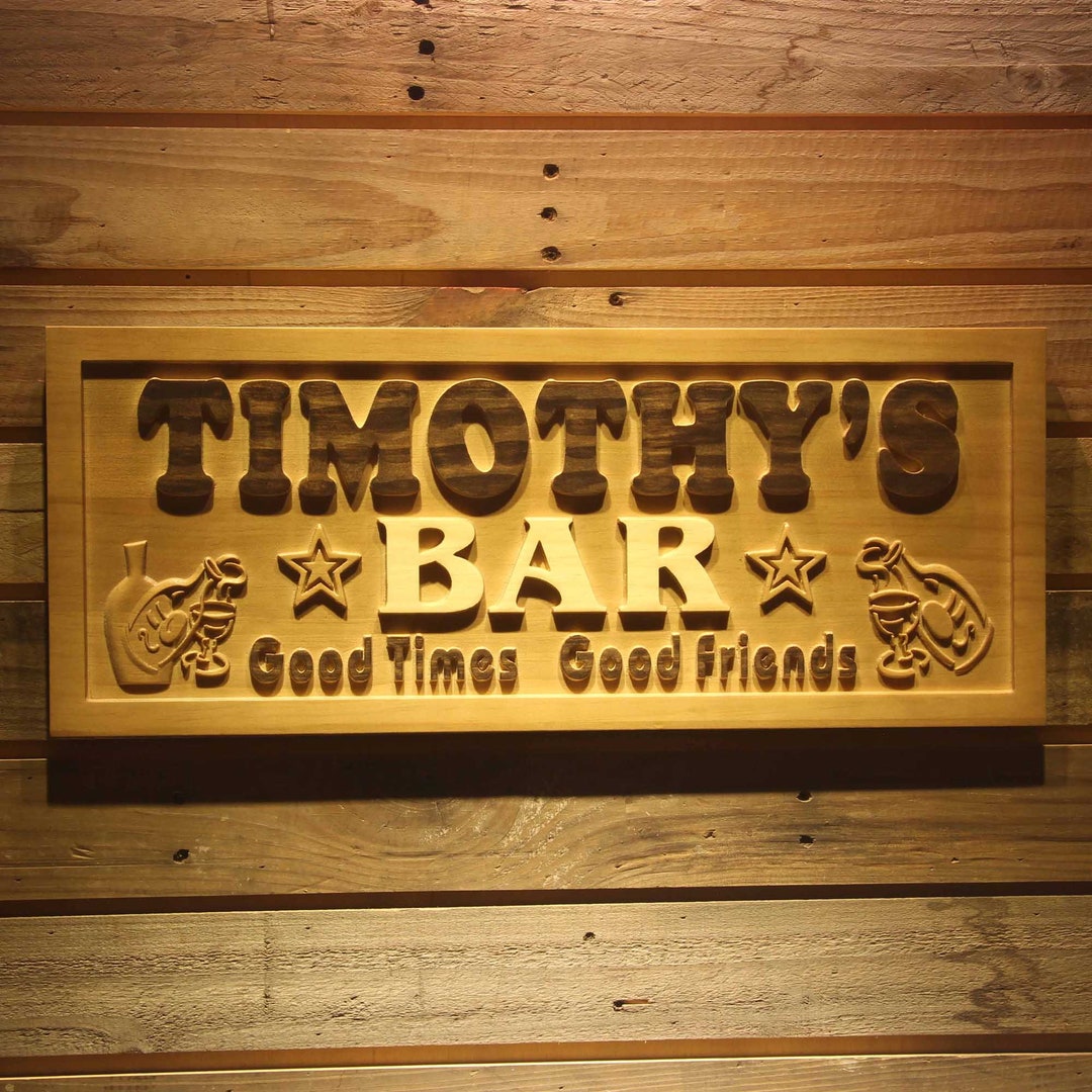 Wpa0236 Name Personalized BAR Stars Good Times Good Friends Wood ...
