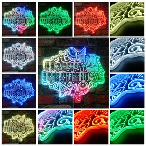 Happy Birthday Decoration RGB Dynamic Glam LED Sign - Cut-to-edge Shape ...