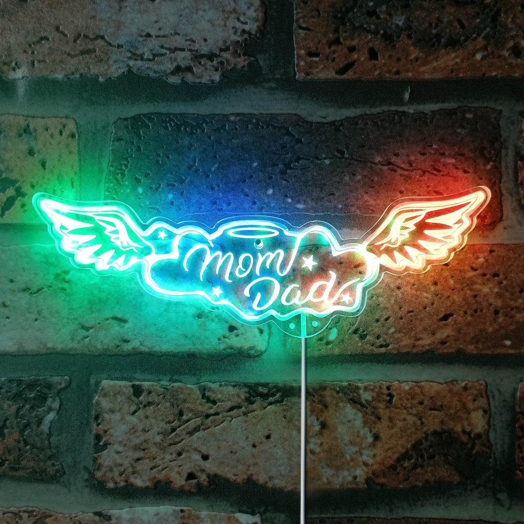 Halo and Wing Mom & Dad Tattoo RGB Dynamic Glam LED Sign - Cut-to-edge ...