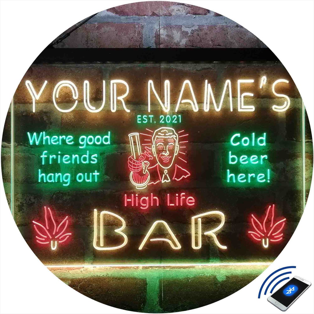 Personalisierte High Life Bar Home Bar Tri-Color LED Neon Lichtschild ...
