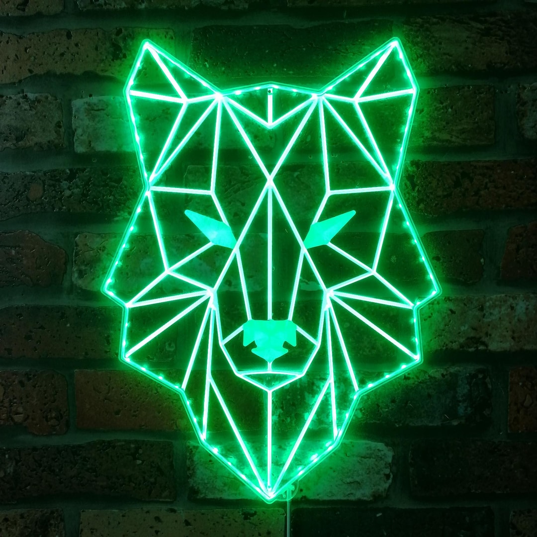 Wolf Geometric RGB Dynamic Glam LED Sign - Cut-to-edge Shape - Smart 3D ...