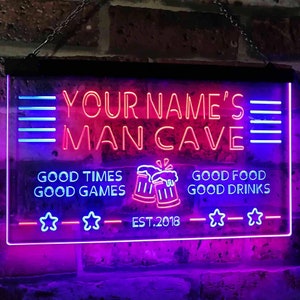 Personalized Your Name Custom Man Cave Bar Beer Established Year Dual ...