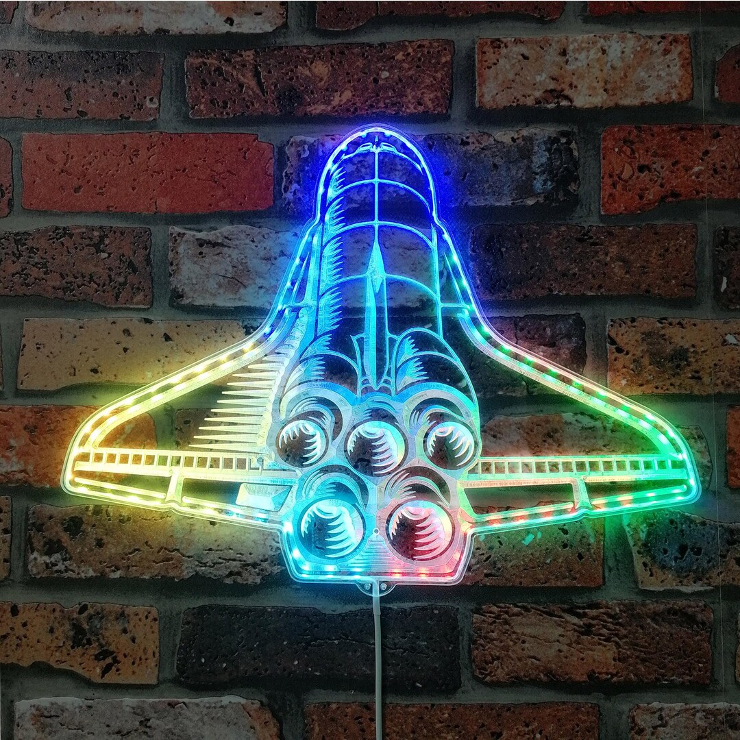 Space Shuttle Rocket RGB Dynamic Glam LED Sign Cut-to-edge Shape Smart ...