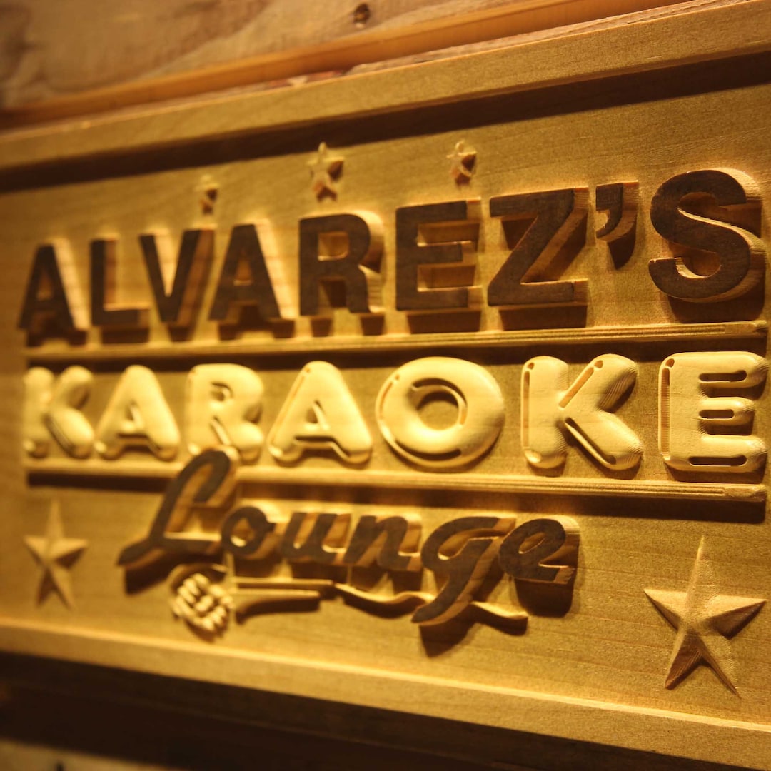 Wpa0133 Name Personalized Karaoke Lounge Bar Room Wood Engraved Wooden ...