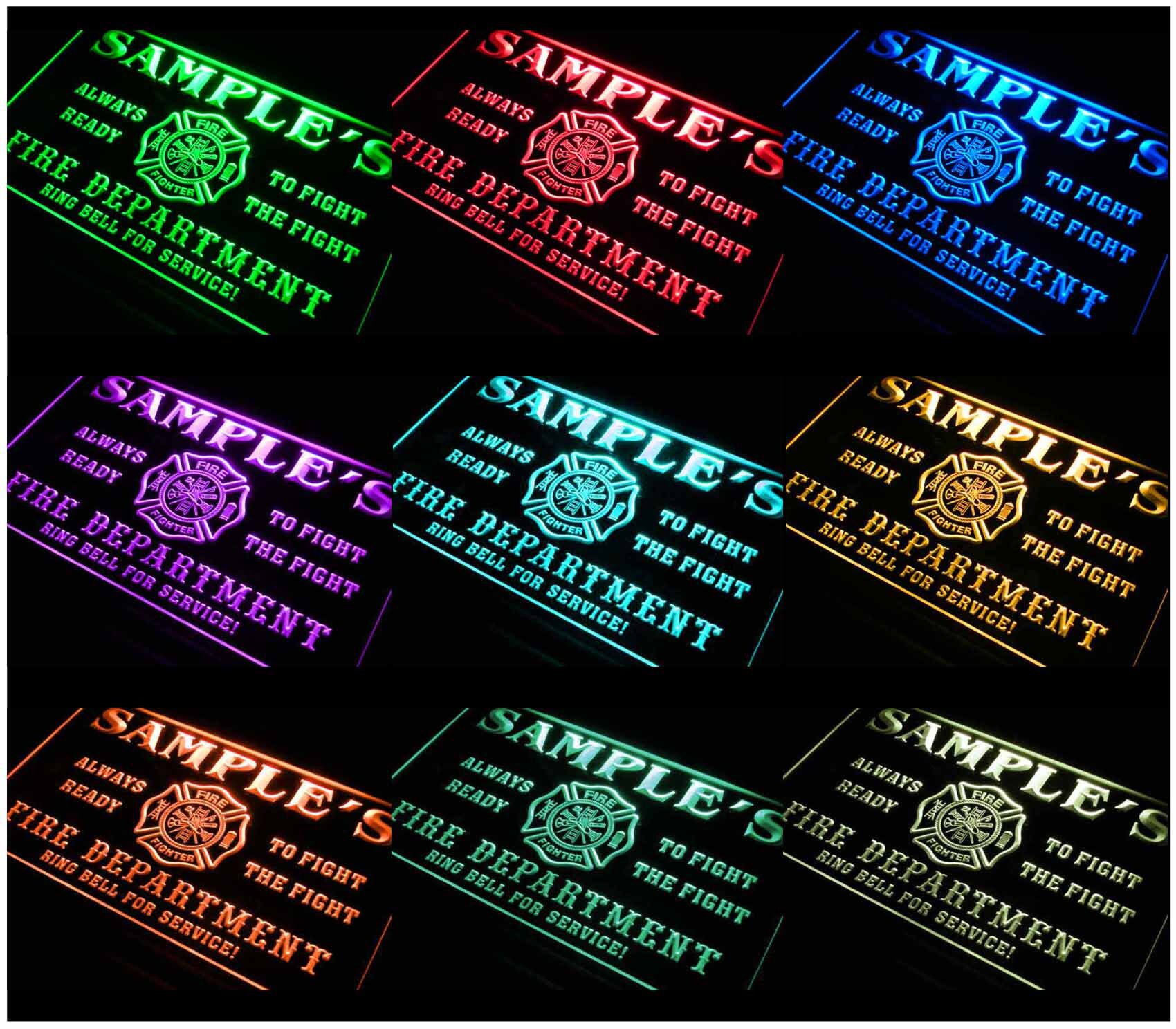 Name Personalized Custom Firefighter Fire Department Firemen Neon Sign ...