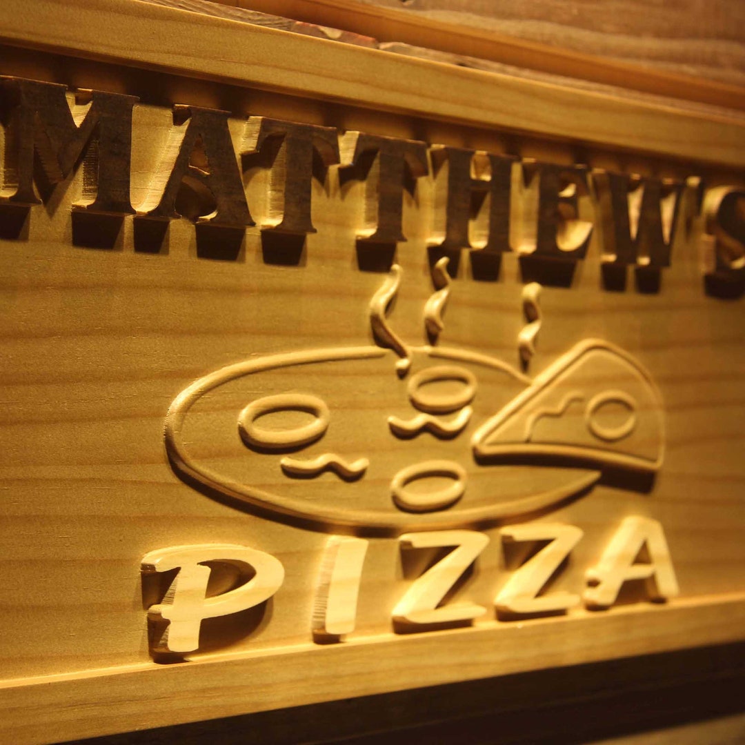 Wpa0174 Name Personalized PIZZA Shop Decoration Wood Engraved Wooden ...